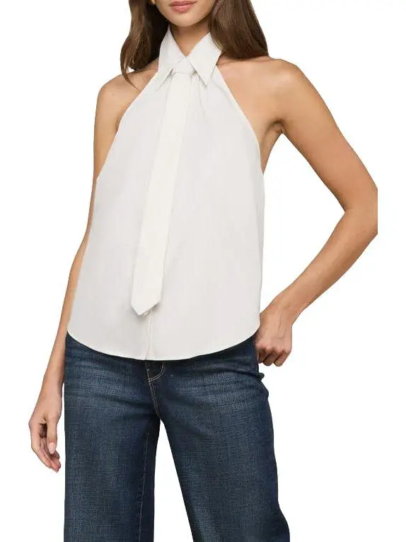 L'Agence Wren Necktie Halter Top - White
