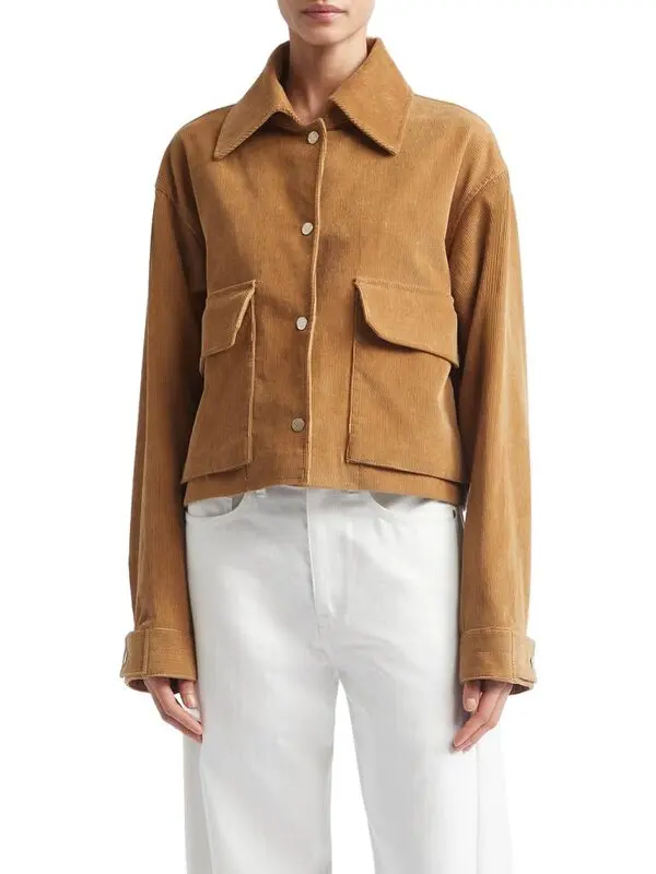 Maria Mcmanus Organic Cotton Corduroy Crop Jacket - Caramel