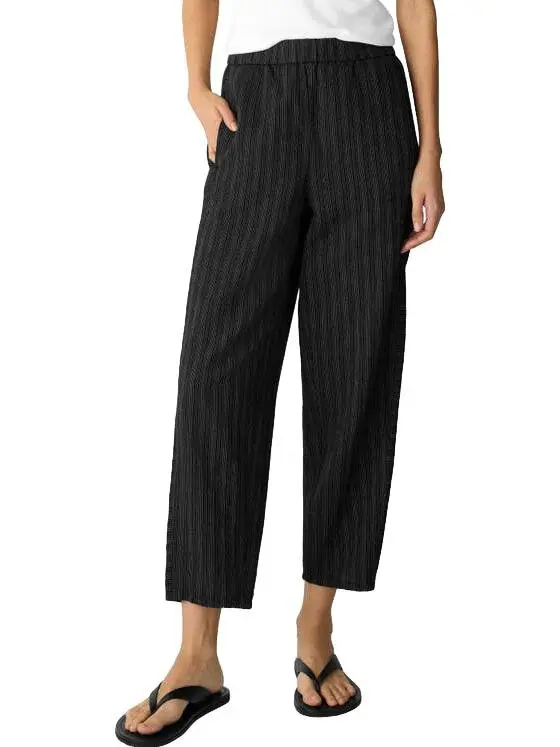 Eileen Fisher Lantern Ankle Pants With Vertical Stripes - Black/white