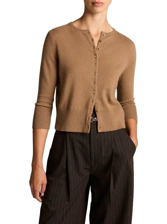 Vince Wool & Cashmere Blend Cropped Cardigan - Canyon