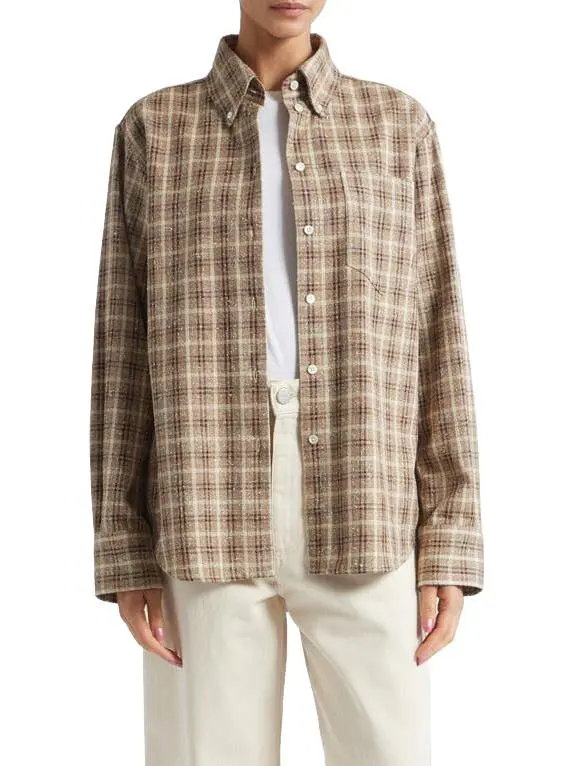 RÓHE Checked Bouclé Cotton Blend Button-down Shirt - Boucle Check