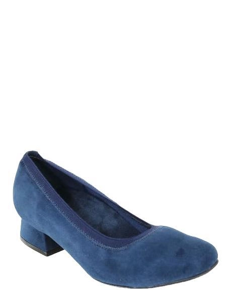 DAVID TATE Square Toe Block Heel Pumps - Navy Suede