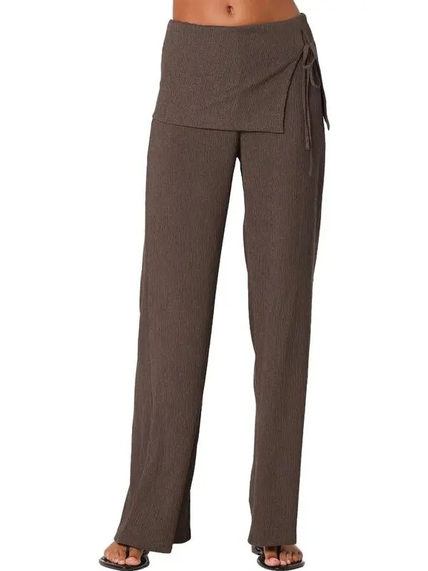 Astr The Label Kyara Tie Waist Straight Leg Pants - Truffle