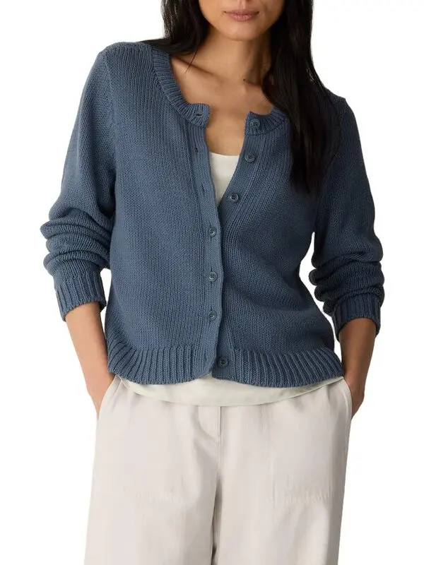 Eileen Fisher Organic Cotton Crewneck Cardigan - Coldspring