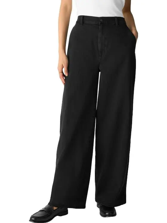 Eileen Fisher High Waist Wide Leg Jeans - Black