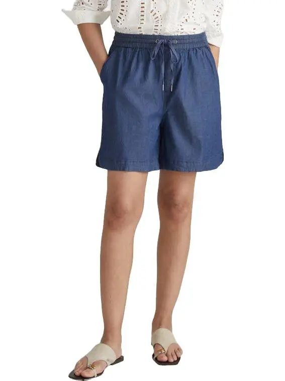 Universal Standard Perfect Stretch Tencel Lyocell Chambray Shorts - Midnight Blue