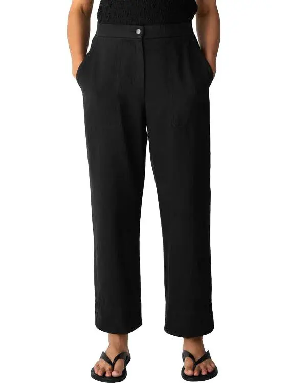 Eileen Fisher Organic Cotton Straight Ankle Pants - Black