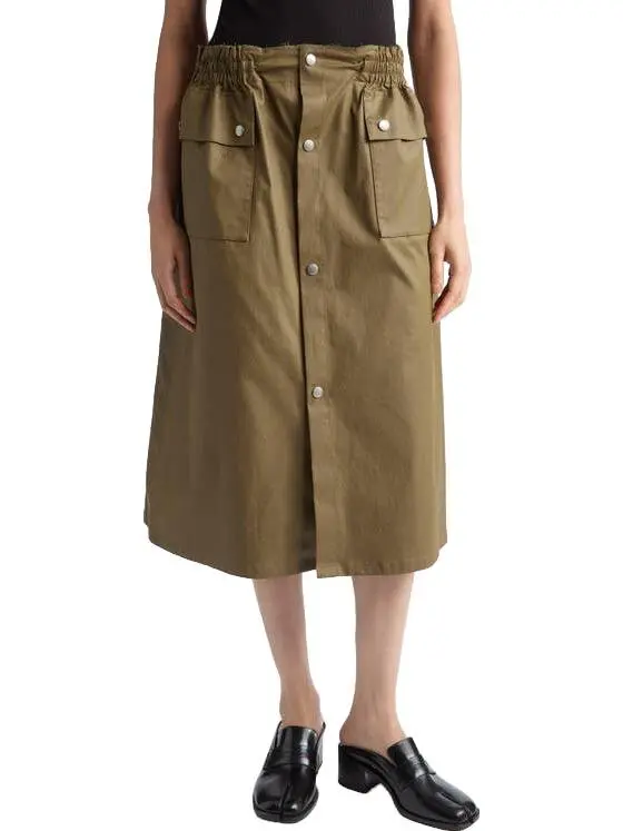 MAISON MARGIELA Stretch Cotton Cargo Midi Skirt - Khaki
