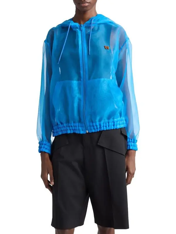 Undercover Organza Hoodie With Drawstring And Elasticated Cuffs - Light Blue
