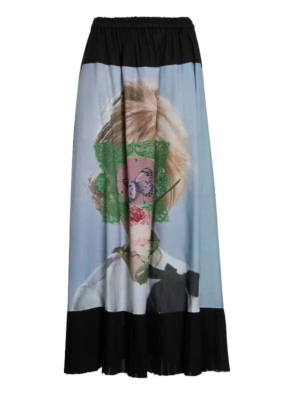 Undercover Printed Cotton Blend Skirt - Black