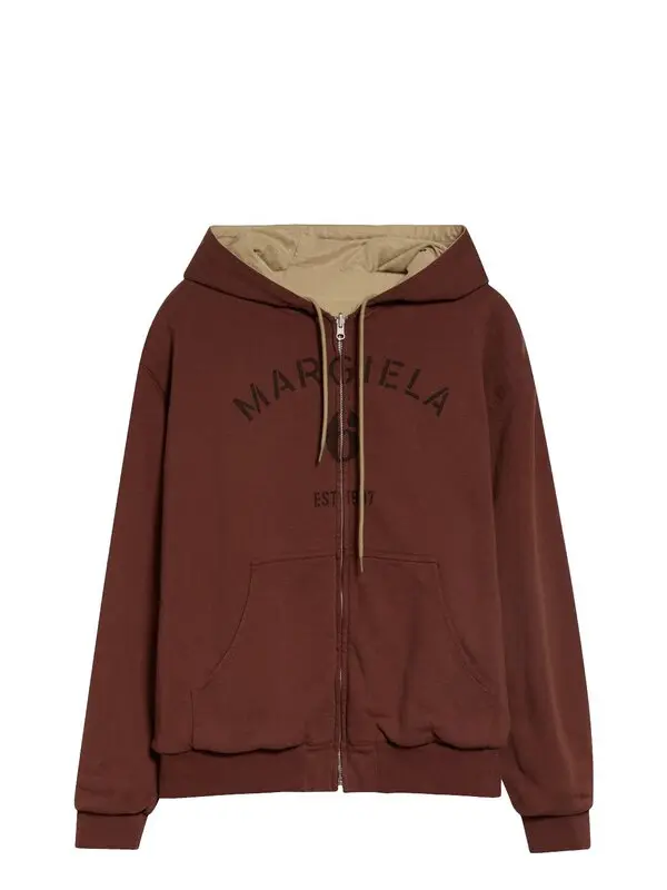 MAISON MARGIELA Logo Zip Hoodie - Beige/light Brown