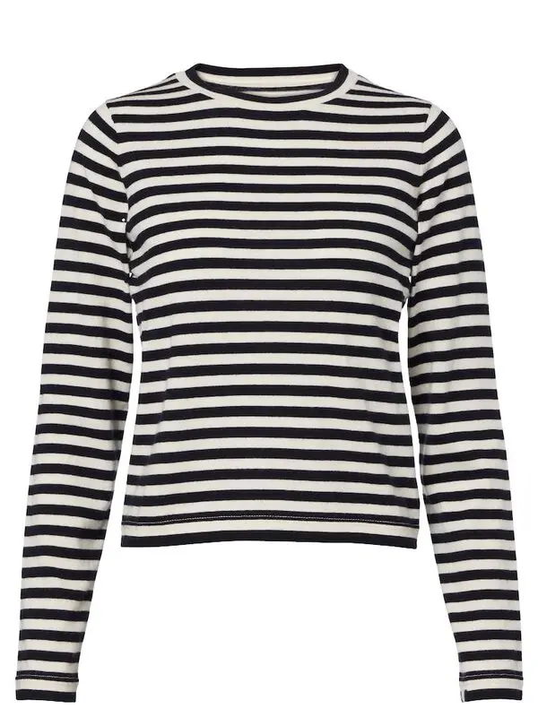Extreme Cashmere N°451 Lisa Striped Cotton And Cashmere Top - Blue