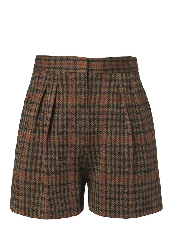Max Mara Prince Of Wales Wool And Cotton Shorts - Brown