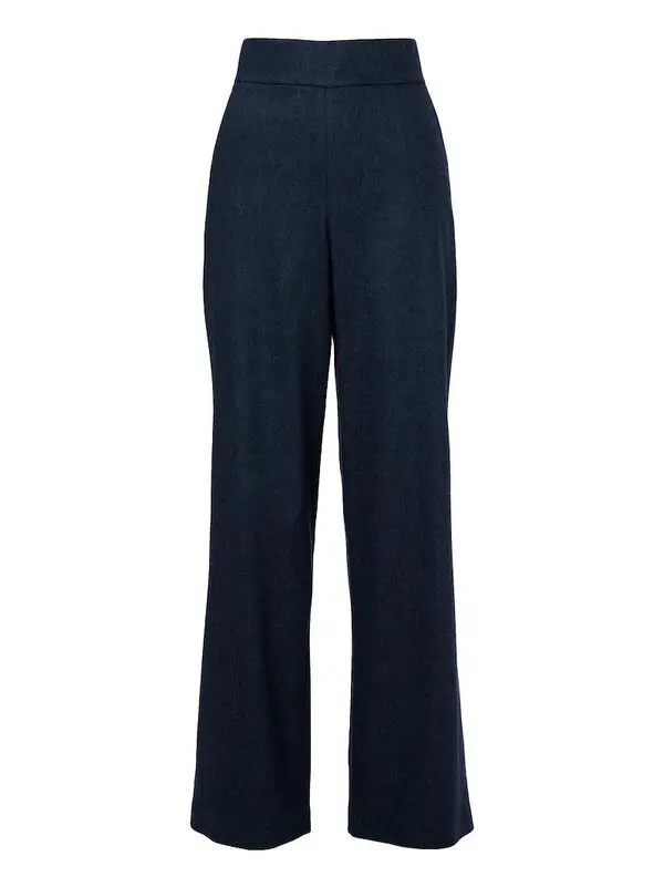 Eleventy Wool And Cashmere Wide-leg Pants - Blue