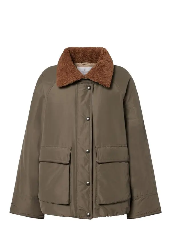 Brunello Cucinelli Shearling-trimmed Cotton-blend Jacket - Green
