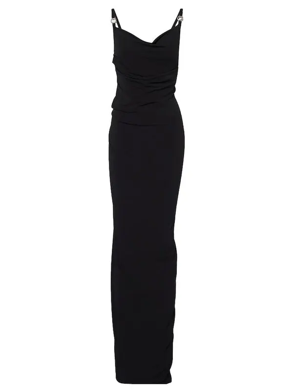 Coperni Draped Jersey Maxi Dress - Black