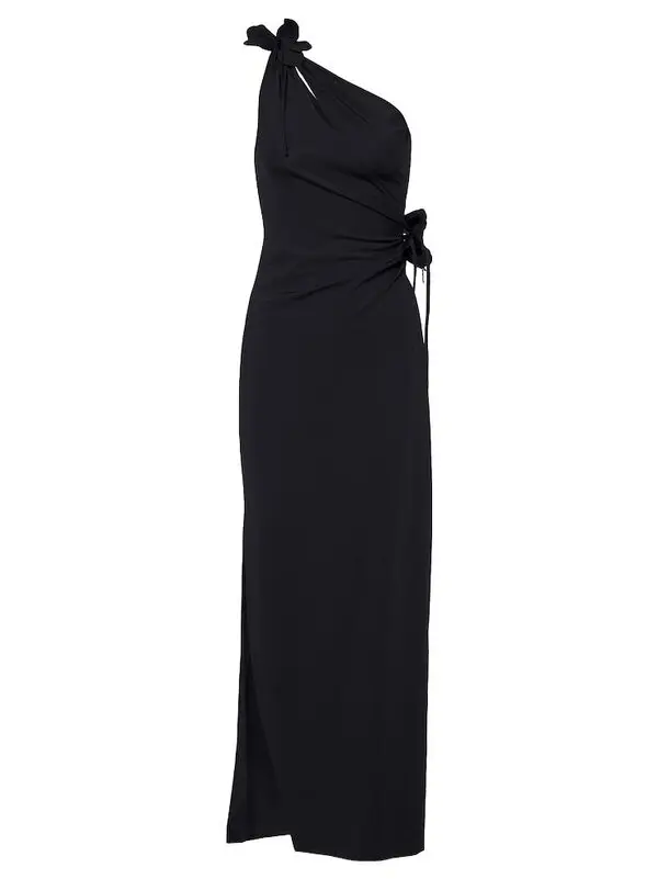 Coperni Floral-appliqué Asymmetric Cocktail Dress - Black
