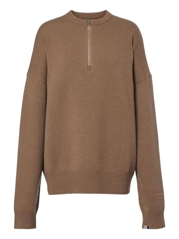 Extreme Cashmere N°496 Half-zip Sweater In Chai - Brown
