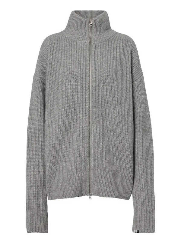 Extreme Cashmere N°495 Xtra Yours Ribbed Cashmere Zip-up Jacket - Grey