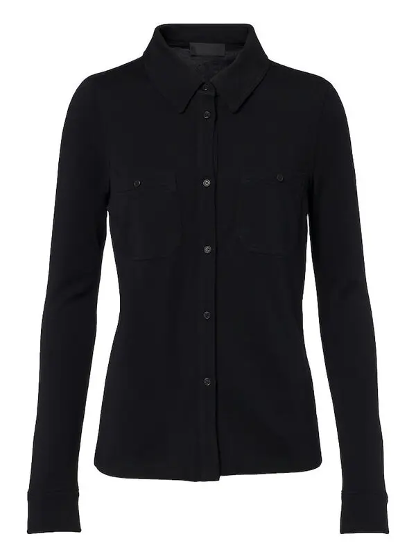 NILI LOTAN Ibra Merino Wool Shirt - Black