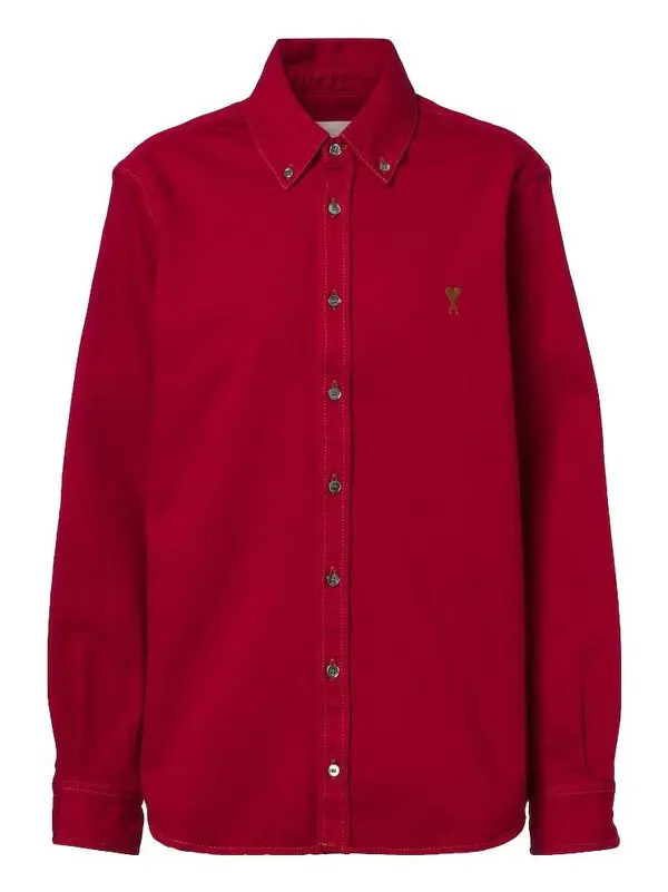 AMI Paris Cotton Twill Shirt - Red