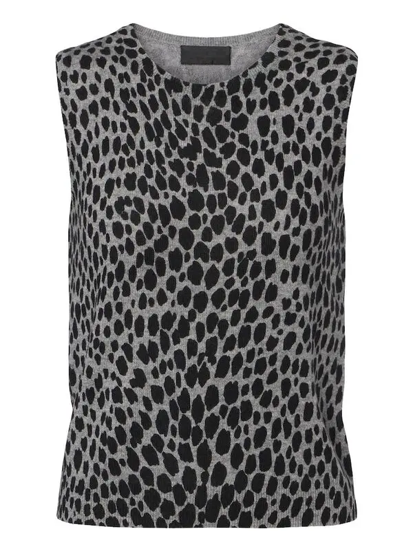 NILI LOTAN Nessa Leopard-print Cashmere Top - Grey