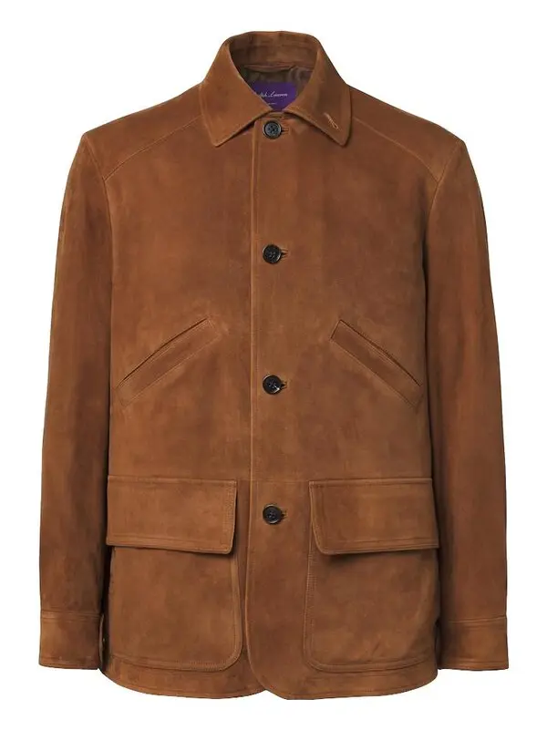 Ralph Lauren Purple Label Suede Leather Jacket - Brown