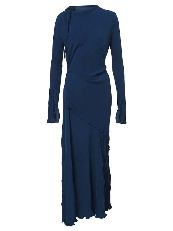 Victoria Beckham Asymmetrical Plissé Midi Dress - Blue