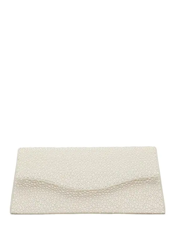 Elie Saab Embellished Suede Clutch - White