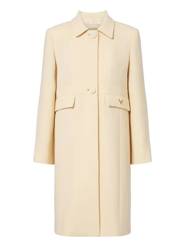 Valentino Garavani Vgold Virgin Wool Crêpe Coat - Beige