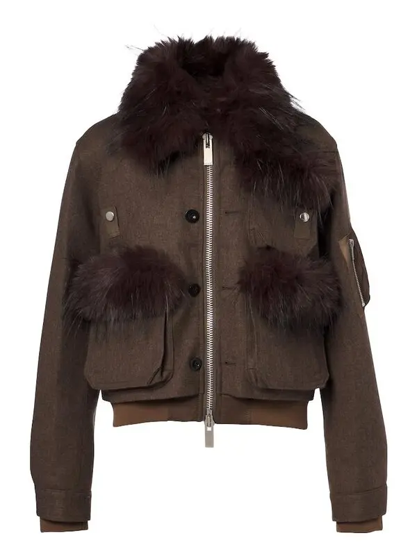 Sacai Wool Blouson Jacket - Brown