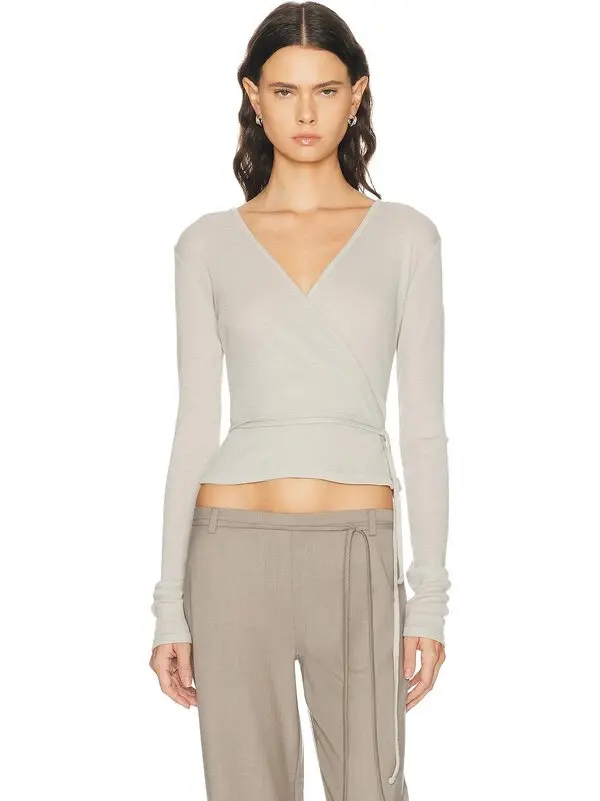 ST. AGNI Baby Wool Wrap Top - Soft Ash