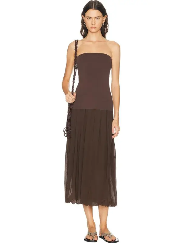 ST. AGNI Strapless Balloon Hem Dress - Cedar
