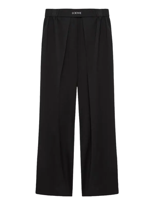 Loewe Wool Trousers With Folded Pleats - Black