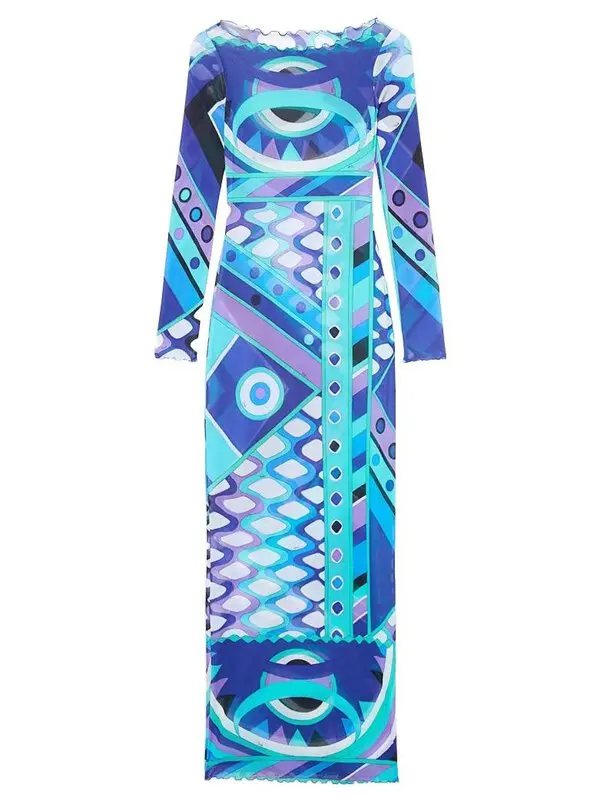 Emilio Pucci Vivara Print Tulle Dress - Blue