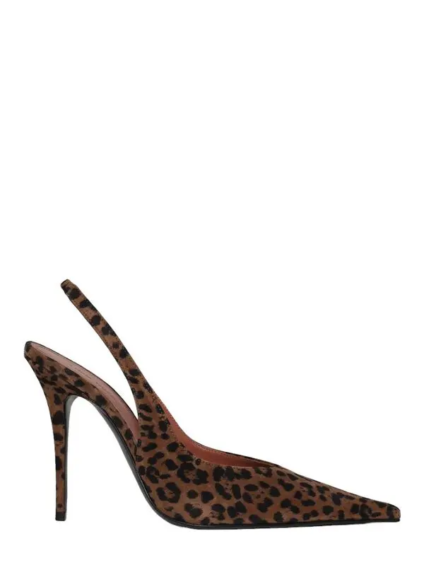 Amina Muaddi Printed Suede Slingback Pumps - Leopard