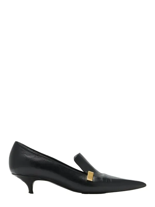 Proenza Schouler Leather Loafer Pumps With Gold Accent - Black
