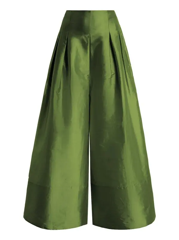 Chan Luu Techno Taffeta Wide Leg Trousers - Green
