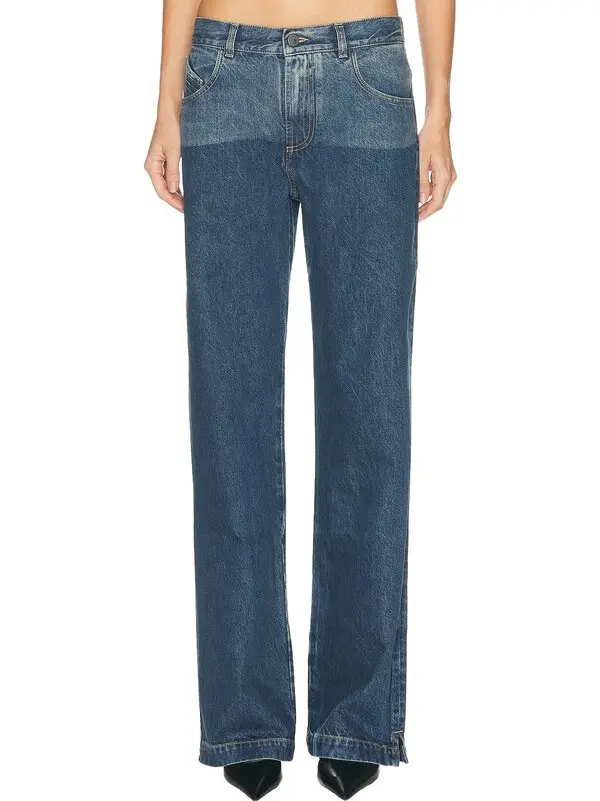 Attico Straight Leg Jeans With Faded Detail - Deep Blue