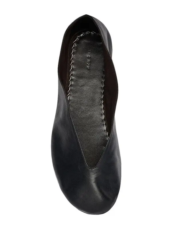 THE ROW Fay Flat Two Nappa Lambskin Leather Slip-on Shoes - Black