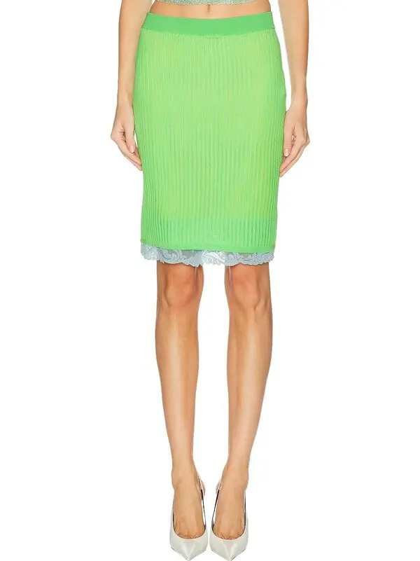 Versace Lace Trim Midi Skirt - Mint