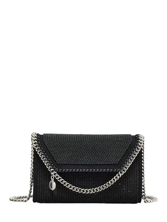Stella McCartney Falabella Beaded Wallet Bag With Chain - Black