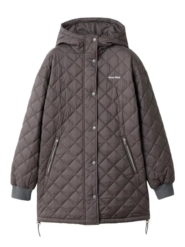 Miu Miu Quilted Hooded Down Jacket - Hematite