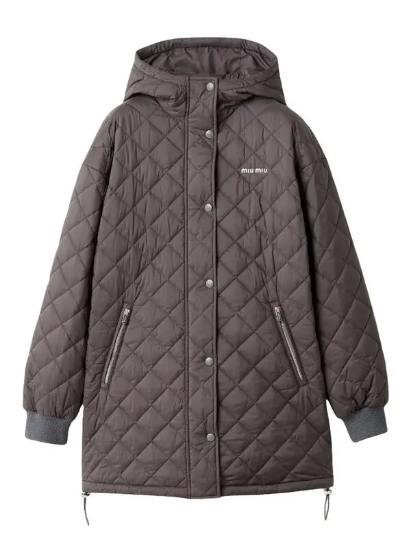 Miu Miu Quilted Hooded Down Jacket - Hematite