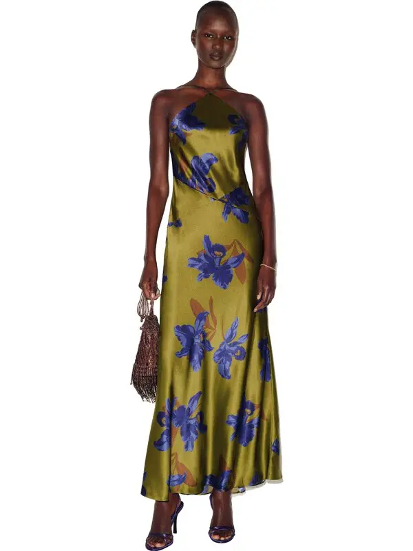 REFORMATION Emilee Silk Dress - Green
