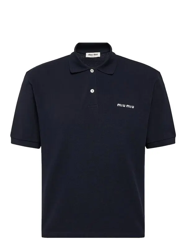 Miu Miu Logo Cotton Piqué Polo Shirt - Blue