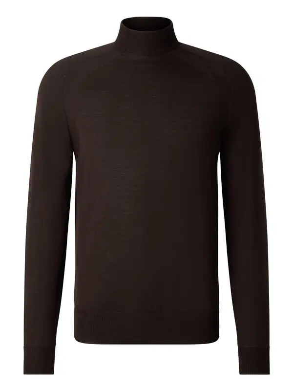 Bogner Gordon Pure New Wool And Cashmere Turtleneck Sweater - Coffee
