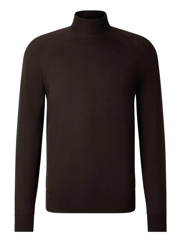Bogner Gordon Pure New Wool And Cashmere Turtleneck Sweater - Coffee