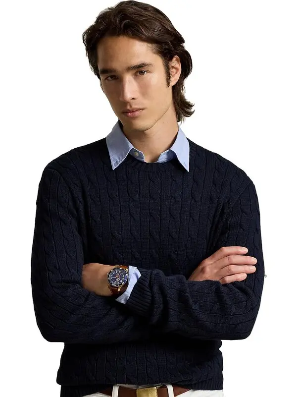 Ralph Lauren Cable-knit Cotton Crewneck Sweater - Hunter Navy