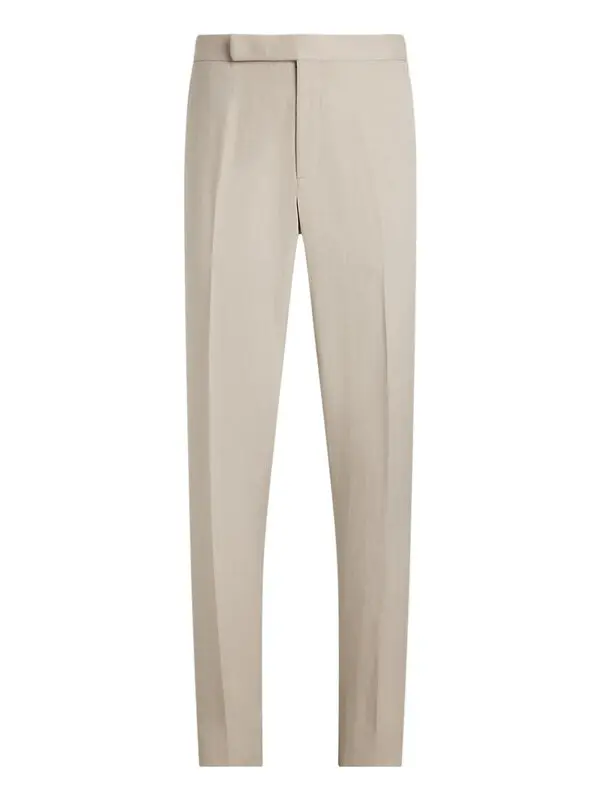 Ralph Lauren Gregory Hand-tailored Silk-linen Trouser - Pearl Grey